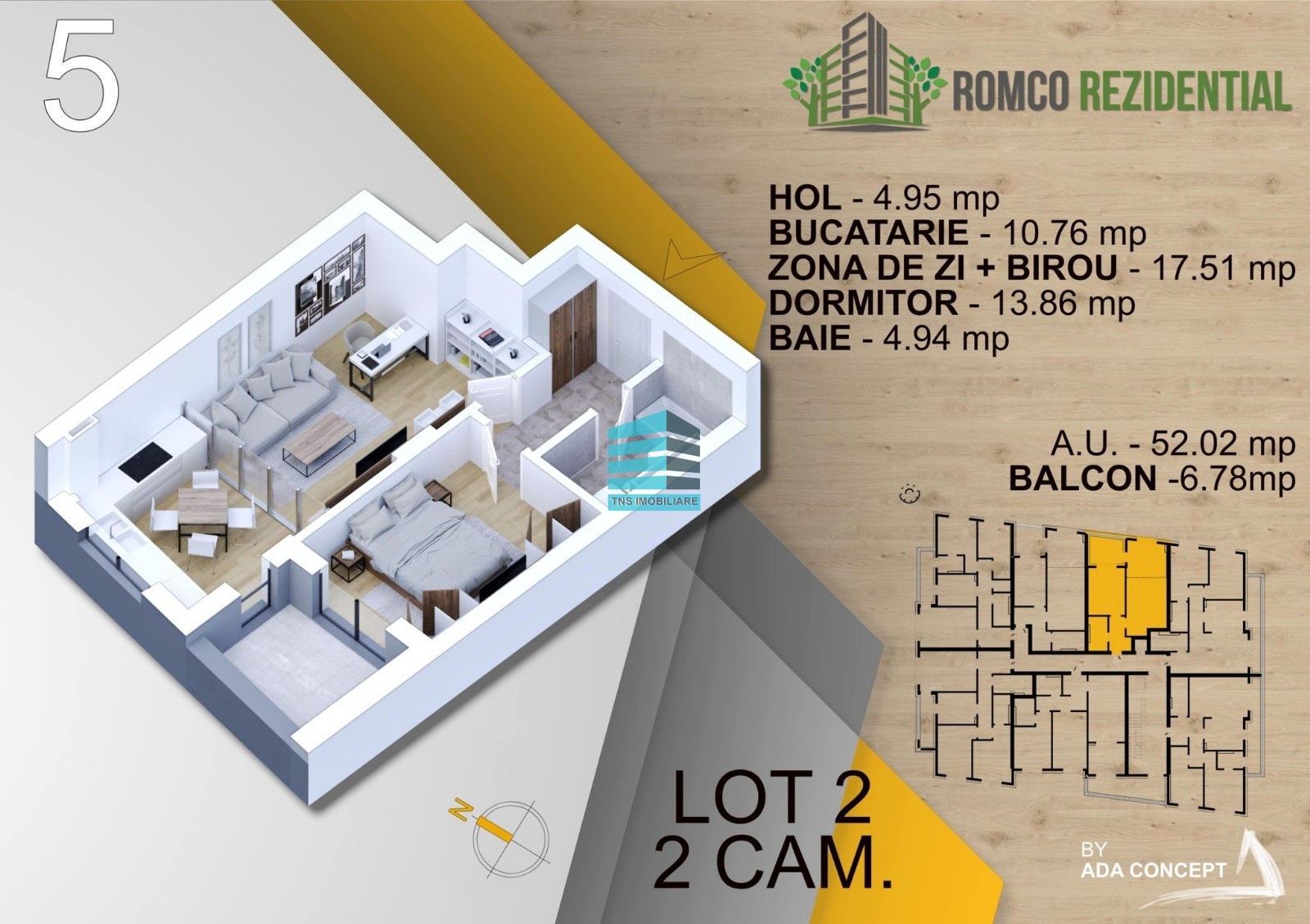Apartament 2 camere, Romco Residence, ap 5 - Apartamente Noi Titan